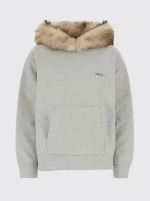 Prada Cotton Hoodie With Fur Insert - Gray
