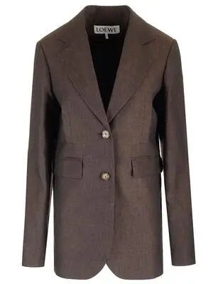 Loewe Linen Single-breasted Tailored Jacket