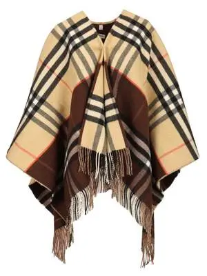 Burberry Checked Cape - Cream
