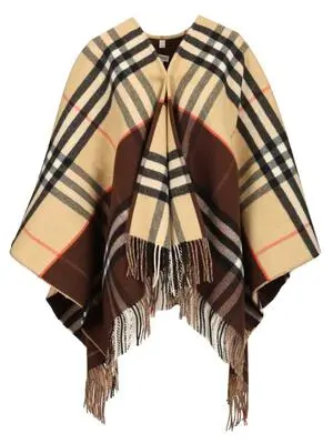 Burberry Checked Cape - Cream