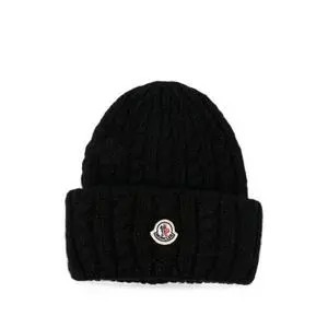 Moncler Cable Knit Beanie - Black