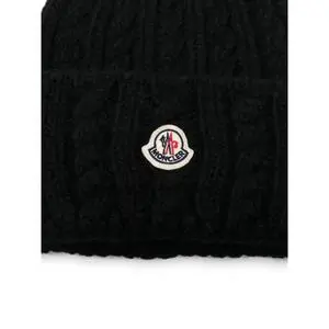 Moncler Cable Knit Beanie - Black