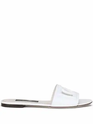 Dolce & Gabbana Leather Sandals With Dg Logo - White