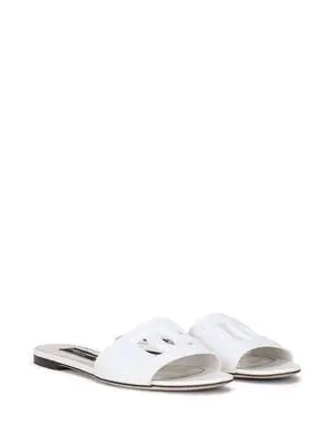 Dolce & Gabbana Leather Sandals With Dg Logo - White