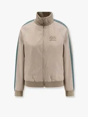 Miu Miu Cotton Twill Zip Up Bomber Jacket - Multicolor
