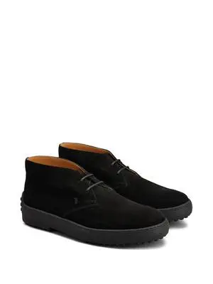 TOD'S Suede Winter Gommino Desert Boots - Black