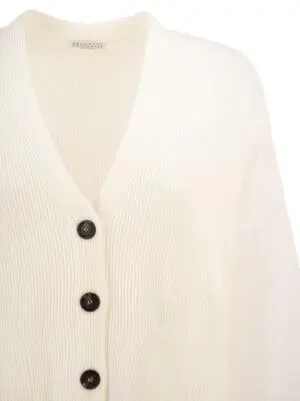 Brunello Cucinelli Ribbed Cardigan - White