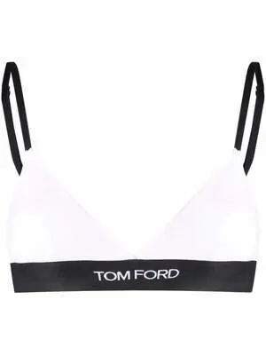 TOM FORD Triangle Bra With Logo Band - White