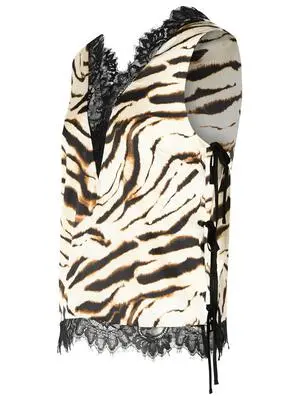 GANNI Ivory Viscose Tank Top