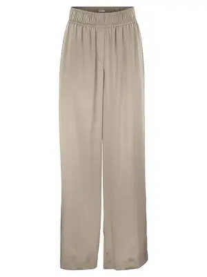 Brunello Cucinelli Stretch Silk Satin Track Trousers - Multicolor