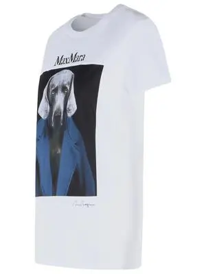 Max Mara Calca' White Cotton T-shirt - Blue