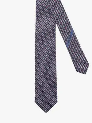 FERRAGAMO Crema Silk Tie With Intreccio Print
