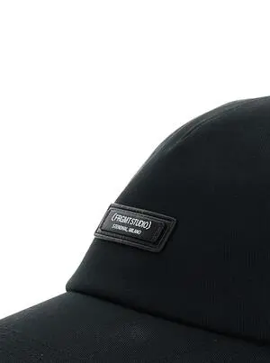 Moncler Black Baseball Cap With Logo Patch On The Front In Cotton