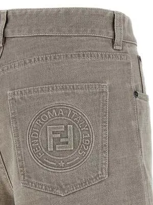Fendi Cotton Denim Shorts - Cream