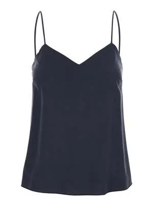Max Mara Umbia' Blue Silk Top With Thin Straps And V-neck On The Front - Multicolor