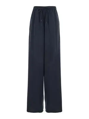 Max Mara Genero' Blue Silk Pants With Elastic Waist And Drawstring - Multicolor