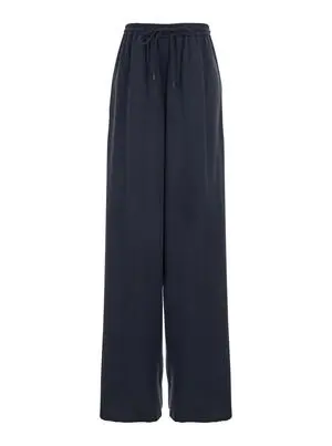 Max Mara Genero' Blue Silk Pants With Elastic Waist And Drawstring - Multicolor