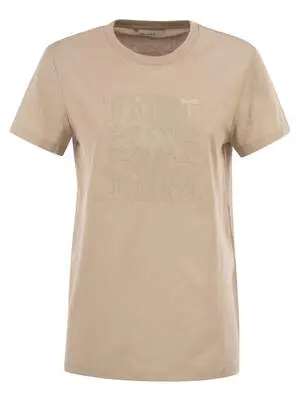 Max Mara Mxmgiovane T-shirt With Monogram Logo - Cream