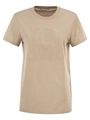 Max Mara Monogram Logo Cotton T-shirt - Cream