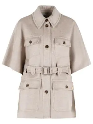 Max Mara Nettare' Beige Cashmere Cape - Cream