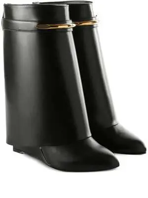 Givenchy Leather Wedge Boots - Black