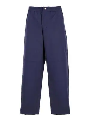 Moncler Blue Pants With Elastic Waist And Logo Patch On The Rear In Cotton Stretch - Multicolor