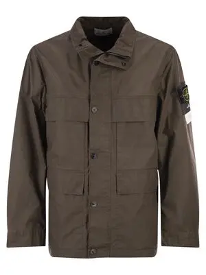Stone Island Field Jacket With Pigmented Wax Coating - Brown