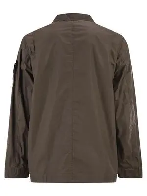 Stone Island Field Jacket With Pigmented Wax Coating - Brown