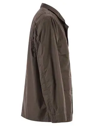 Stone Island Field Jacket With Pigmented Wax Coating - Brown