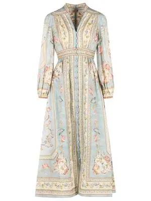 Zimmermann Roselight' Light Linen Midi Dress - Blue