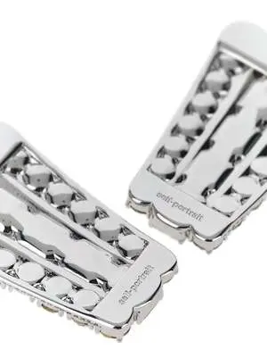 SELF-PORTRAIT Multi Crystal Earrings - Silver