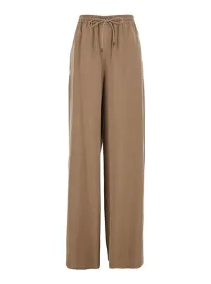 Max Mara Beige 'genero' Pants With Elastic Waist And Silk Drawstring For - Cream