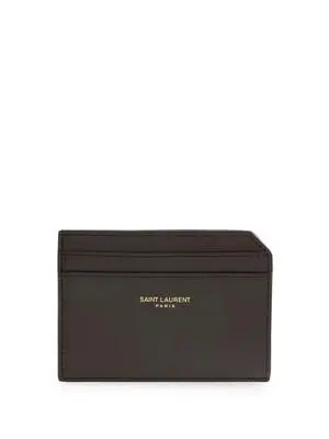 Saint Laurent Open Card Case In Two-tone Smooth Leather - Brown