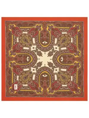 Saint Laurent Saint Laurent Women Square Scarf In Paisley Silk Twill Red