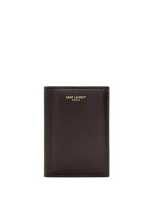 Saint Laurent Credit Card Wallet In Two-tone Smooth Leather - Brown