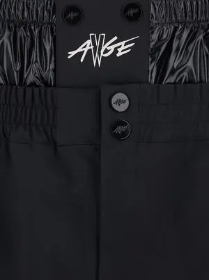 Moncler Black Bermuda Pants With Elastic Waist And Logo Patch On Front And Rear In Tech Fabric - Multicolor
