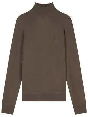 Giorgio Armani Slim-fit Sweater In Plain Knit Virgin Wool - Brown
