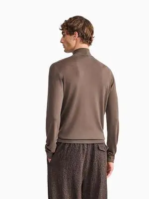 Giorgio Armani Slim-fit Sweater In Plain Knit Virgin Wool