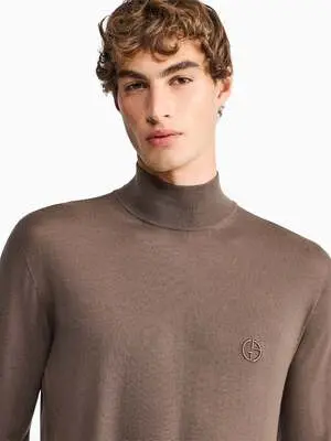 Giorgio Armani Slim-fit Sweater In Plain Knit Virgin Wool