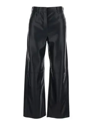 Max Mara S Black Pants With Belt Loops And Applied Pockets On The Back In Ecoleather For - Multicolor