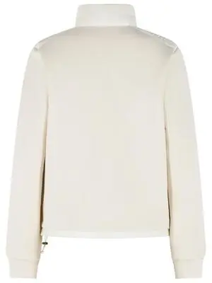 Moncler Open Zip Sweater In Ivory Cotton Blend