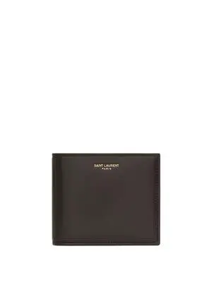 Saint Laurent East/west Wallet In Two-tone Smooth Leather - Brown