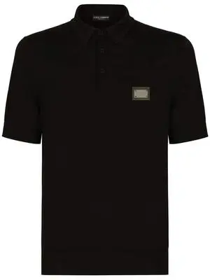 Dolce & Gabbana Virgin Wool Polo With Logo - Black