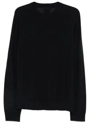 Giorgio Armani Logo Embroidered Wool Sweater - Blue