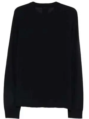 Giorgio Armani Logo Embroidered Wool Sweater - Blue