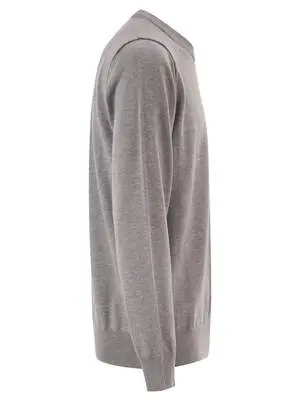 Stone Island Crew Neck Jumper With Small Lapel