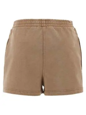 Fendi Cotton Logo Embroidered Shorts - Brown