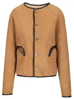 BLAZÉ MILANO Tatoosh Gliss Shearling Bolero Jacket - Brown