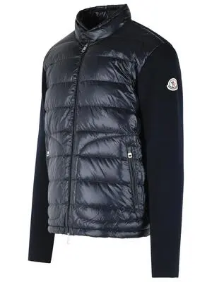 Moncler Padded Virgin Wool Crdigan With Zip Navy
