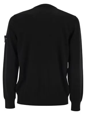 Stone Island Crew Neck Jumper With Small Lapel